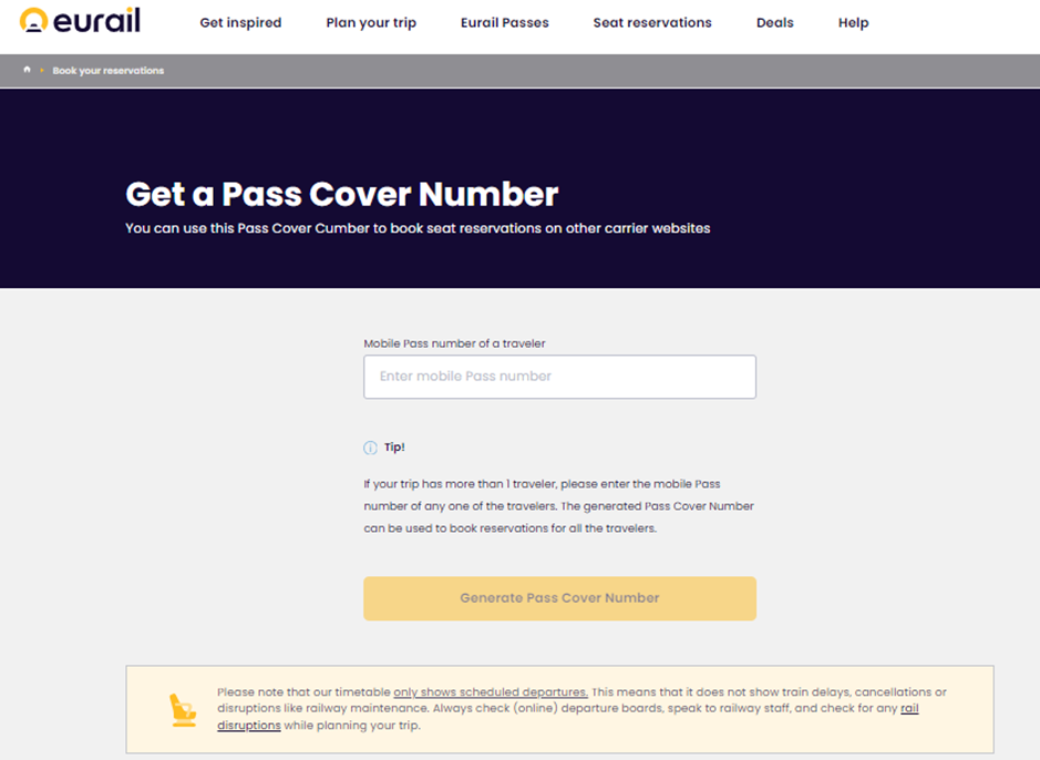 I need a Pass Cover Number (PCN) for my booking – Eurail Knowledge Base