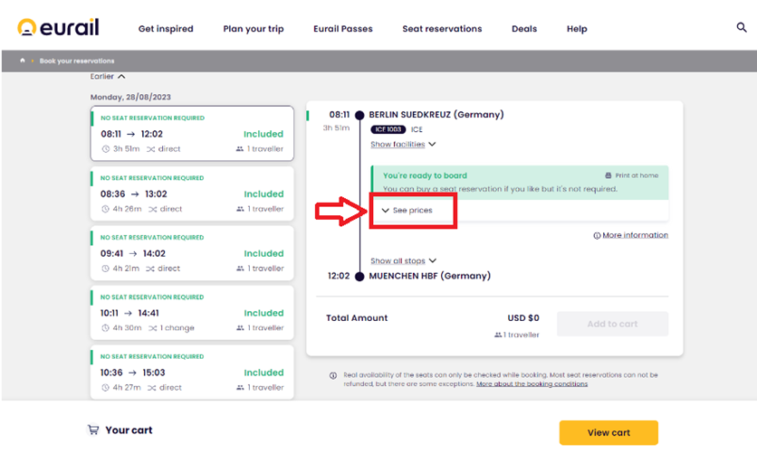 How to make an optional reservation? – Eurail Knowledge Base